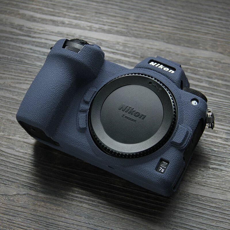 Премиальный силиконовый чехол-полный покрытие для камеры Nikon Z6 II и Z7 II (2-е поколение) с личи текстурой - Голубой