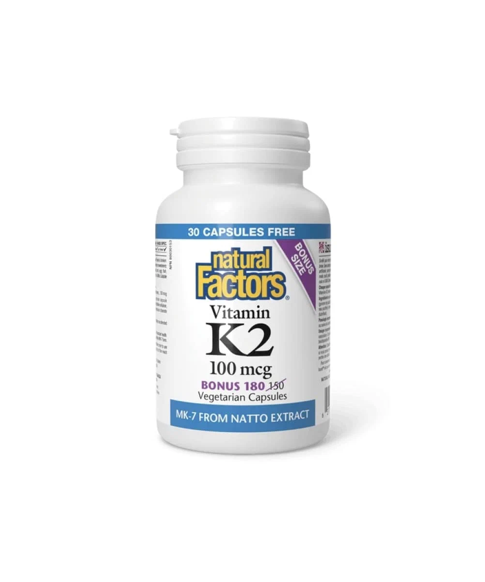 Natural Factors Vitamin K-2, Витамин К-2 100 мкг 180 вегетарианских капсул