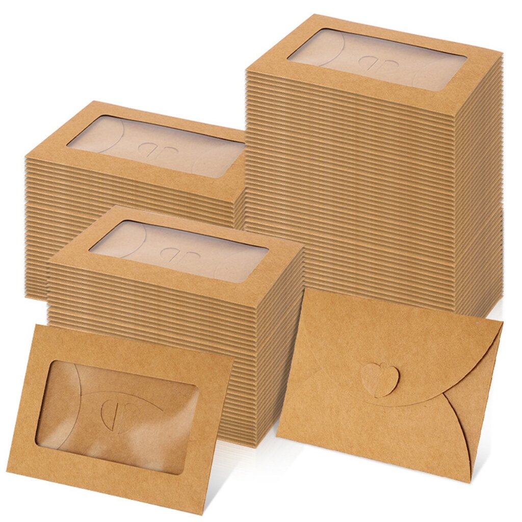 Деловой картонный конверт из цветной крафт-бумаги с застежками-50шт.