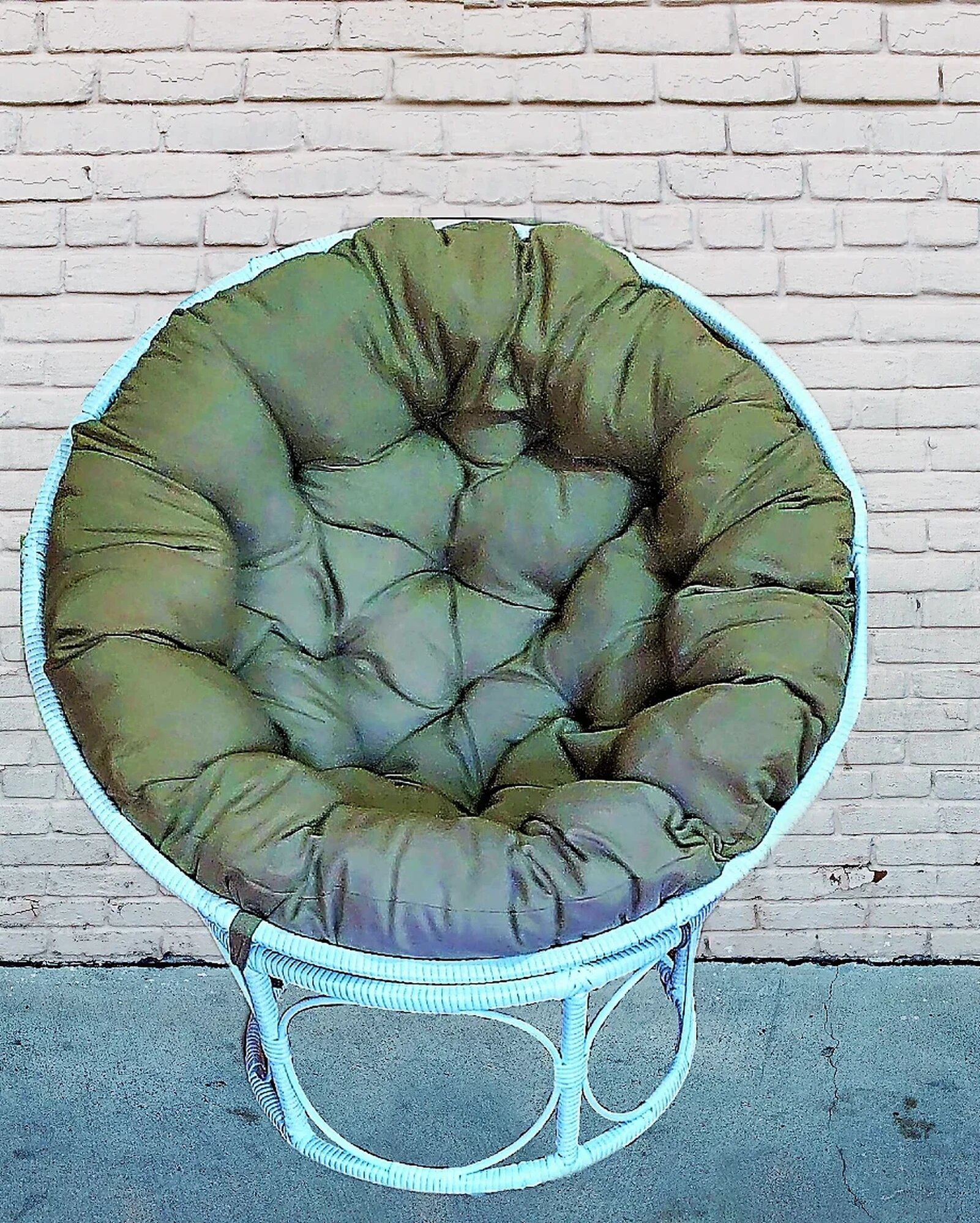 Кресло Папасан, стальной каркас, до 180 кг, цвет белый, подушка в комплекте