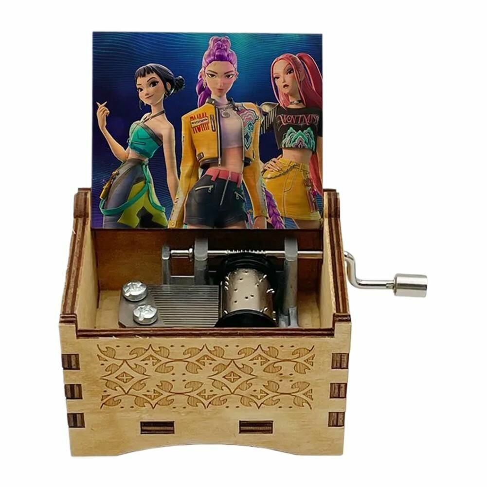 Деревянная музыкальная шкатулка с ручным заводом, резной дизайн