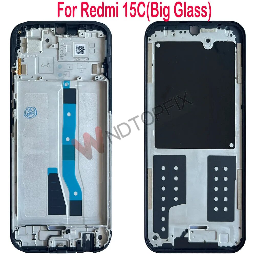 Средняя рамка корпуса ЖК-дисплея, лицевая панель для Redmi A5 15C 15 4G 5G, версия ЕС, металлическая ЖК-рамка, запасные части