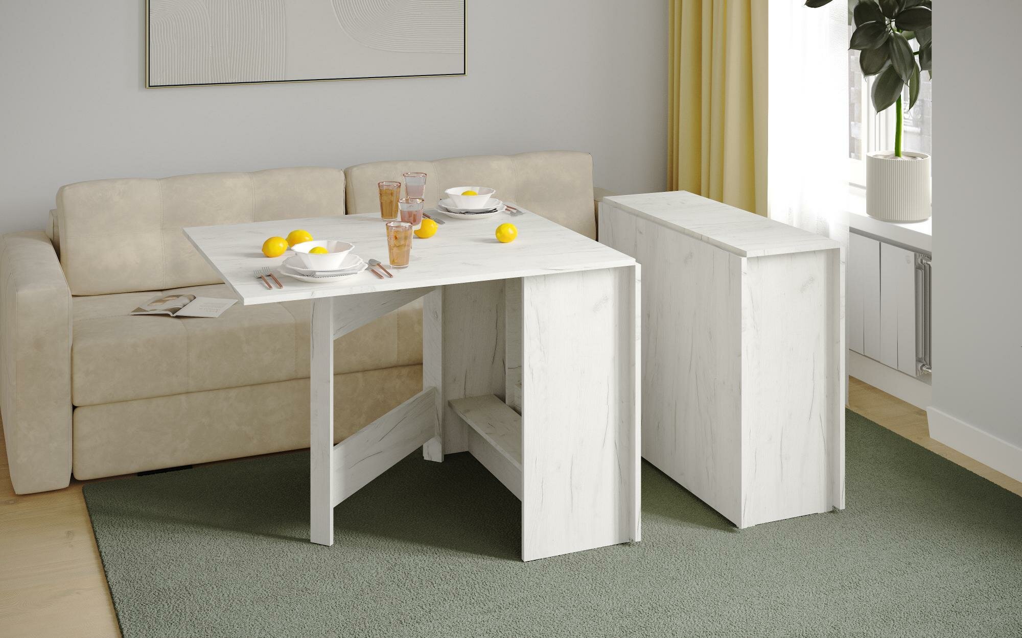 Стол книжка, Дуб крафт белый