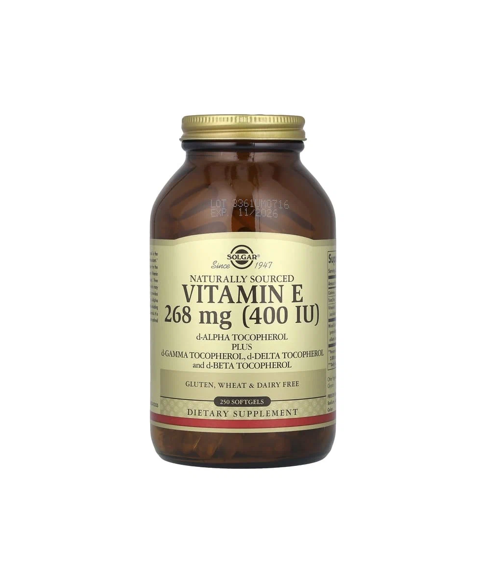 Solgar Vitamin E Mixed, Витамин Е 268 мг (400 МЕ) (d-альфа токоферол и смешанные токоферолы) 250 гел капсул