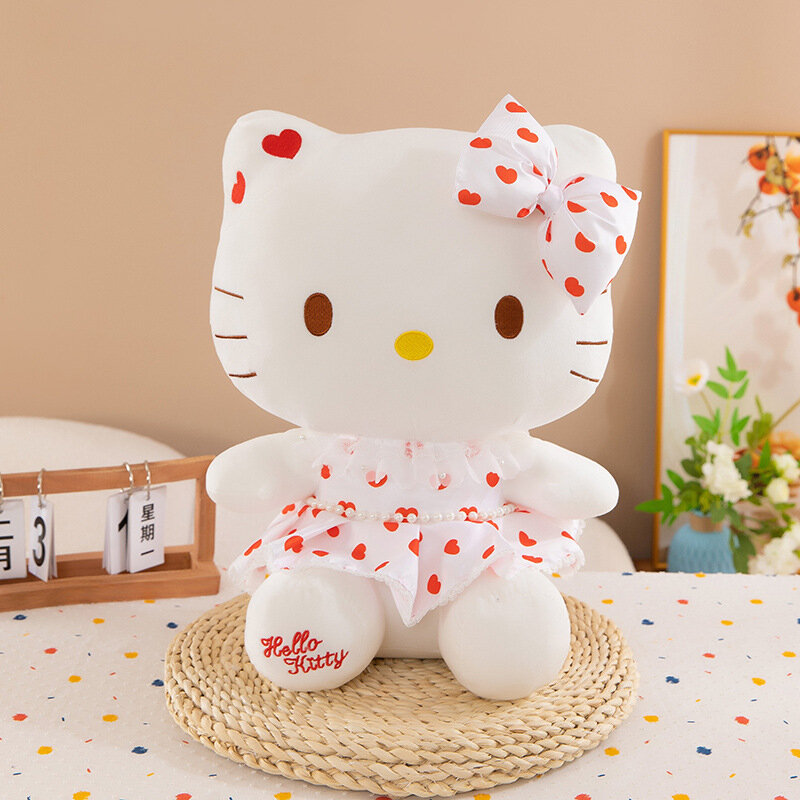 Кошка с сердечком, плюшевая игрушка 45 см, мягкая вязаная кукла для детей, подарок на день рождения