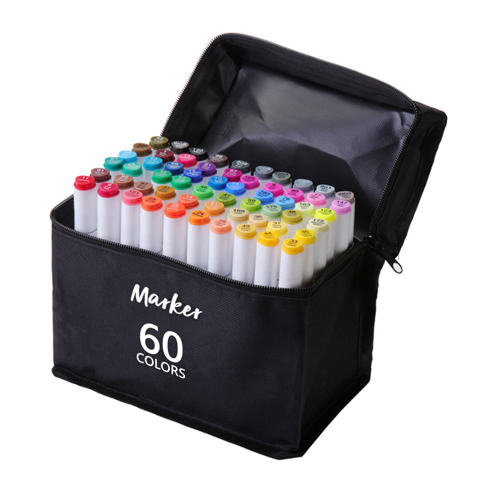 Набор алкогольных маркеров 60 цветов с двойными наконечниками Fine Point в тканевой сумке для раскраски, рисования, иллюстраций, эскизов