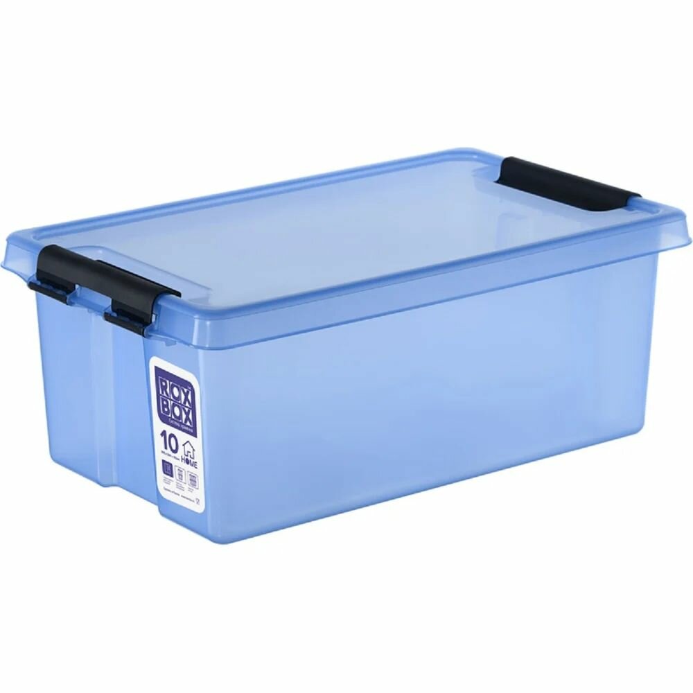 Ящик п/п Rox Box 400х235х155 10л. с крышкой на клипсах цв. прозрачно-голубой 28554