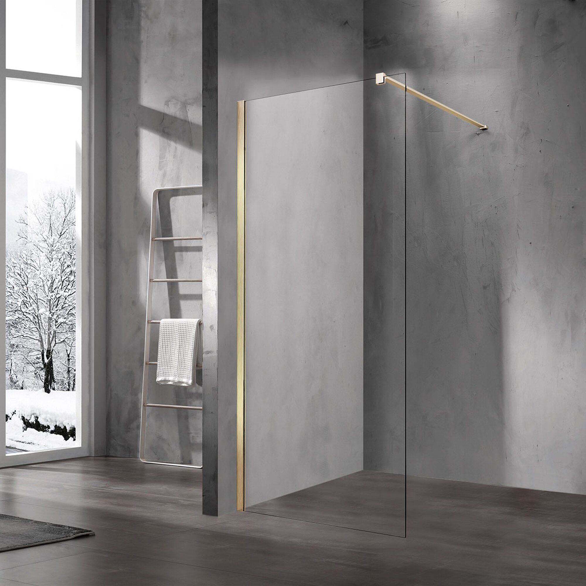 Душевая перегородка Волк-Ин (Walk-In) VSW-1H900CLG, 900*2000, брашированное золото, стекло прозрачное