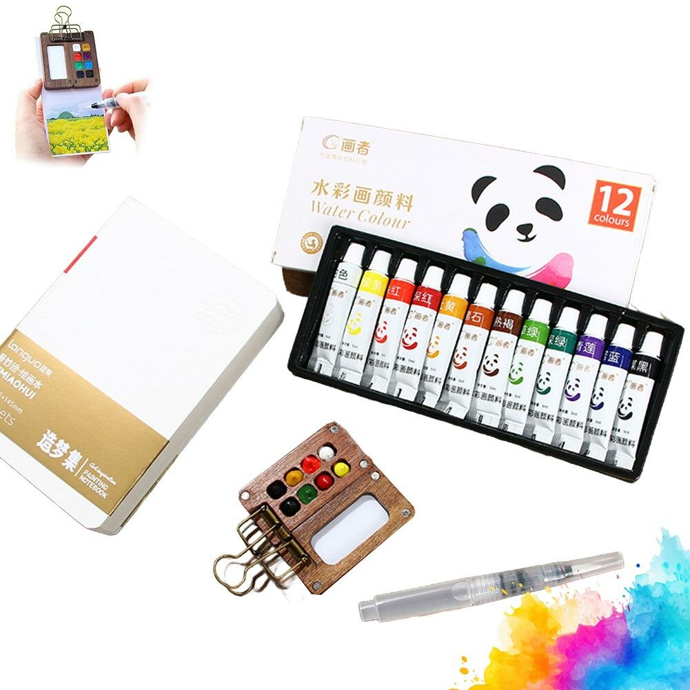 Портативный набор для рисования на открытом воздухе из 4 частей, включая этюдник, палитру, краски и кисти