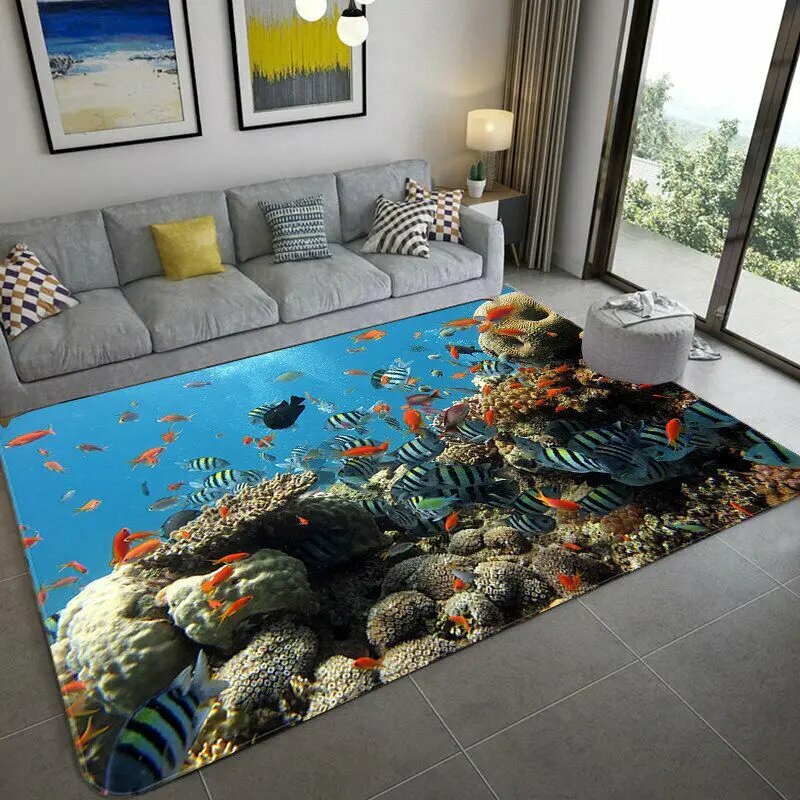 WESSD 3D ковер для морской рыбы синий Бирюзовый, 90x150cm, 12