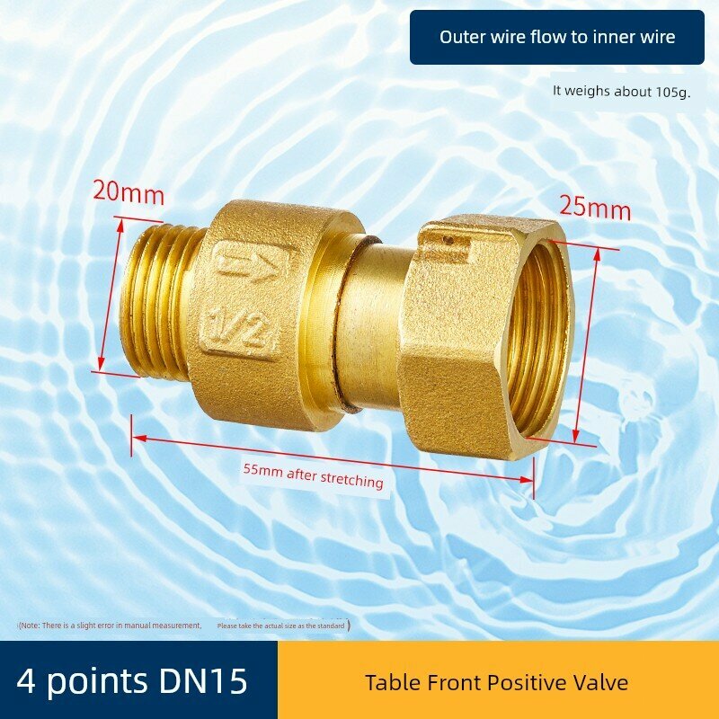 Обратный клапан для счетчика воды, предотвращающий обратный поток, 15-20 мм, 1/2-3/4 дюйма, с внутренней и внешней
