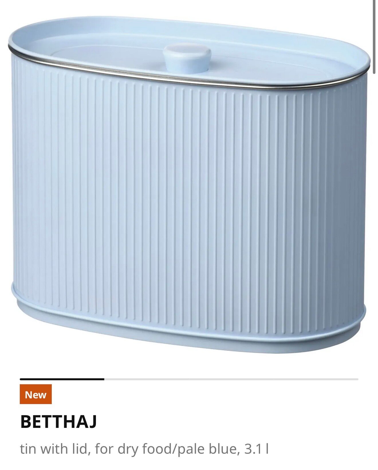 Жестяная банка BETTHAJ IKEA с крышкой, для сухих продуктов/бледно-голубой цвет, 3,1 л