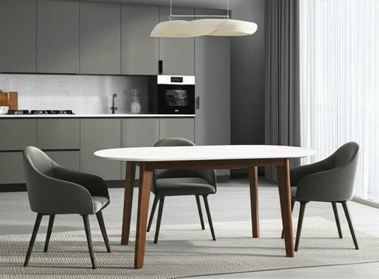 Стол обеденный кухонный раскладной TetChair, 120х80 см, белый/коричневый