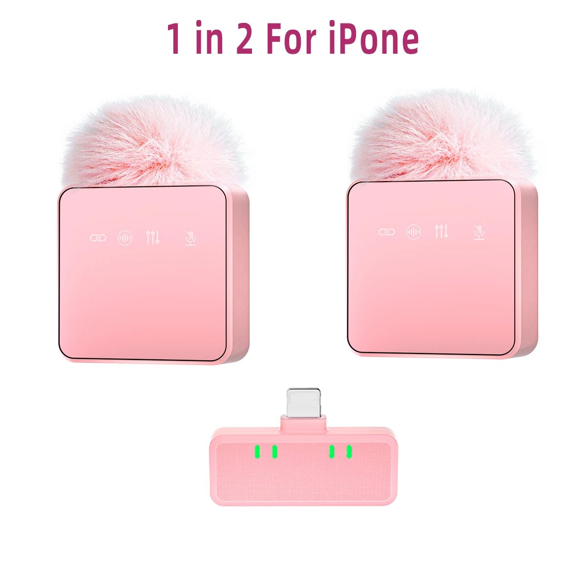 ZMYNOJLH Розовый беспроводной петличный микрофон Pink-2-iOS