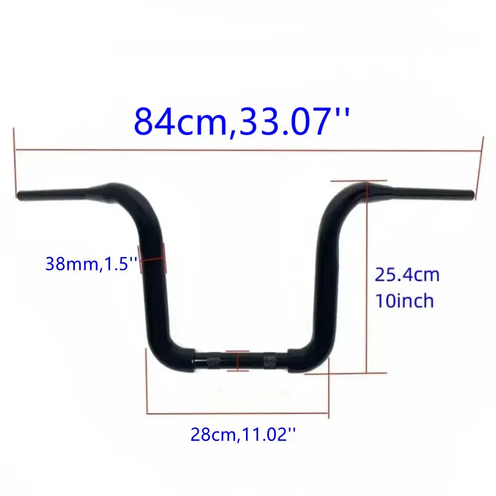 Вешалка 1-1/2 дюйма, руль Ape, высота 12 дюймов, 14 дюймов, для Harley Softail Fls Slim Classic Deluxe XL883, Forty-Eight Dyna Fdb Street BOB 98-24 A Black 10inch