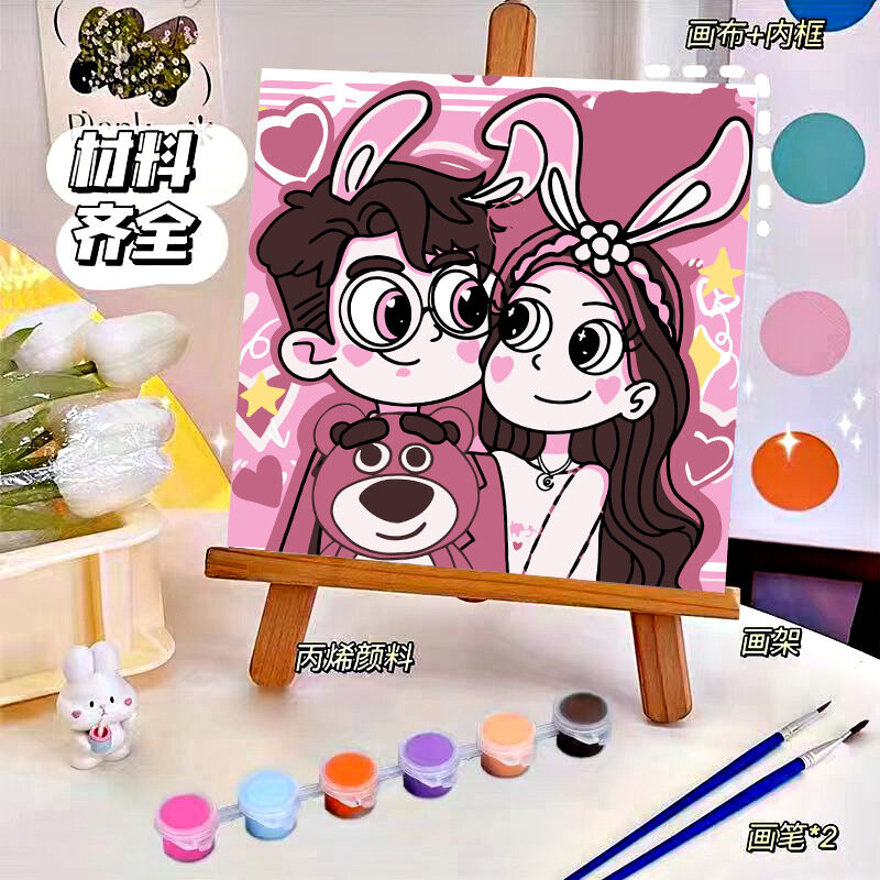 Цифровая картина маслом 20*20, аниме, раскраска маслом, ручная роспись маслом, декор для спальни.