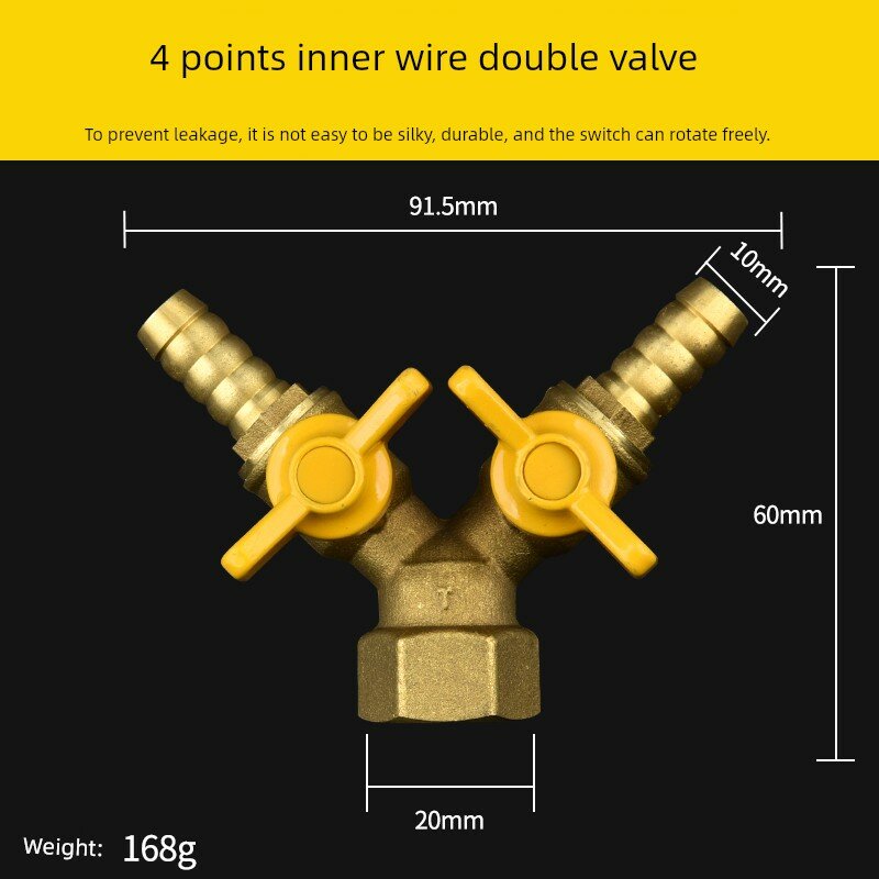 Газовый кран бытовой, утолщенный, трехходовой, 1/2 дюйма, латунный, для природного газа, прочный шаровой кран