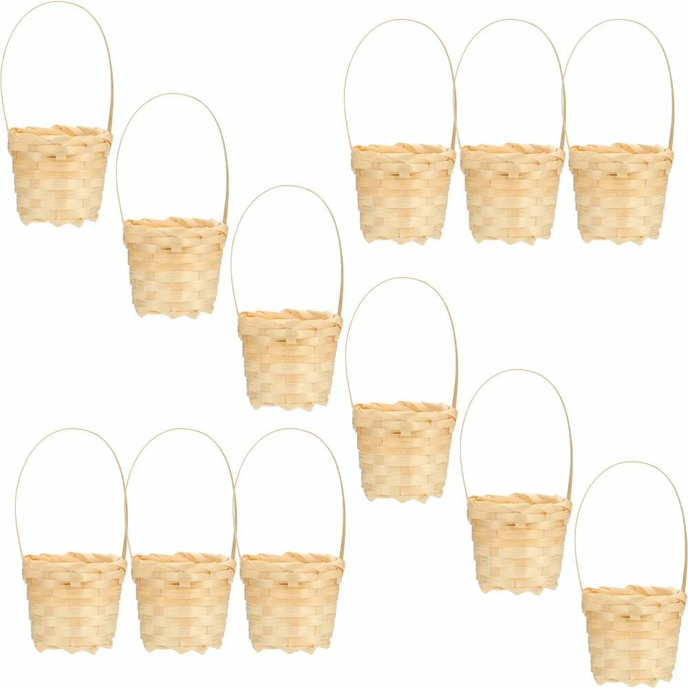 Плетеные Корзинки Мини, С Ручкой, Для Цветов И Хранения, 12 Шт, Деликатный Стиль