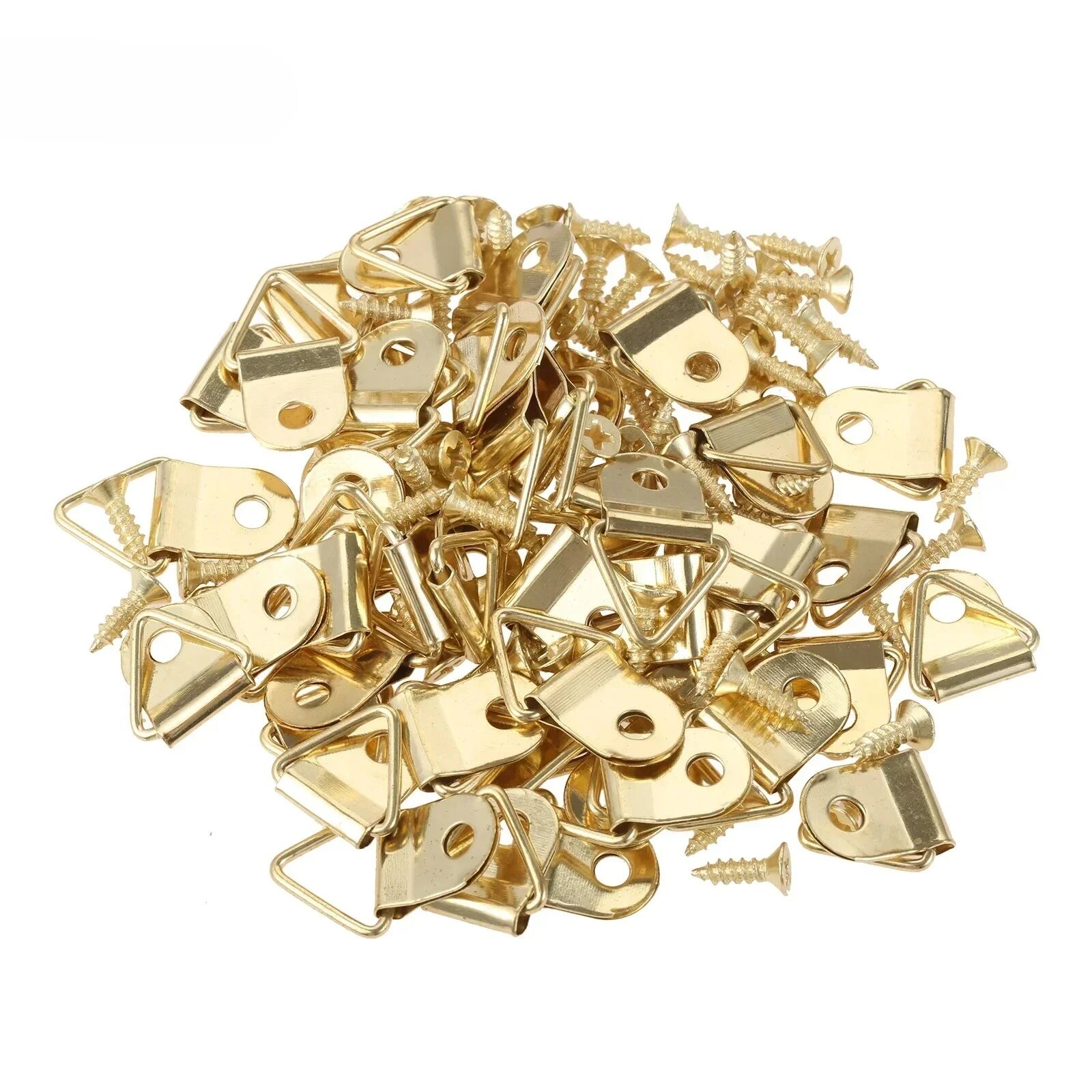MOONBIFFY Мини треугольные D-образные крючки для картин 50pcs gold