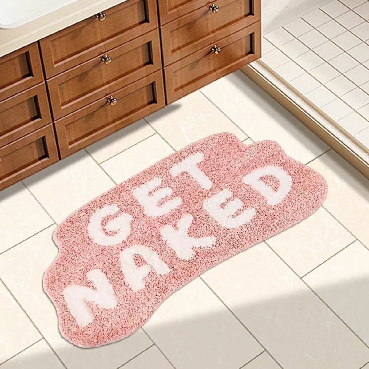 Прикольный коврик для ванной и туалета с надписью "Get Naked", мягкий впитывающий нескользящий ковер из искусственного кашемира, придверный коврик для прихожей