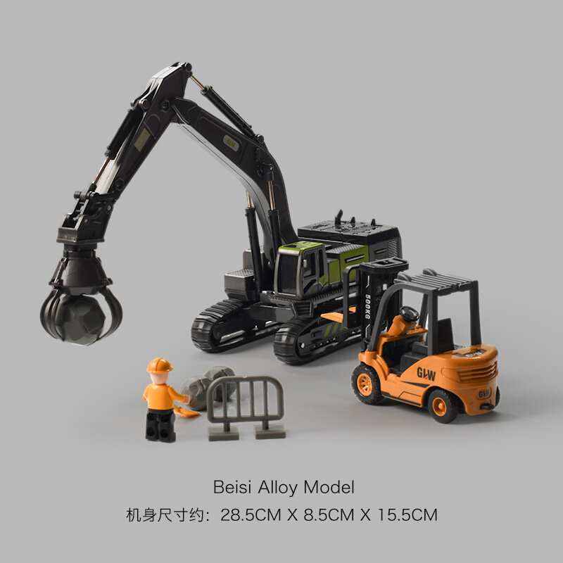 Автобетоносмеситель, большой грузовик, строительная техника, экскаватор, бетоносмеситель, вилочный погрузчик, кран, игрушка