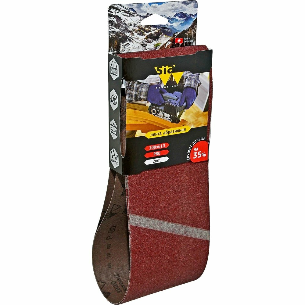 Лента шлифовальная бесконечная 2920 siawood (2 шт; 100х610 мм; Р80) sia Abrasives sw610-080