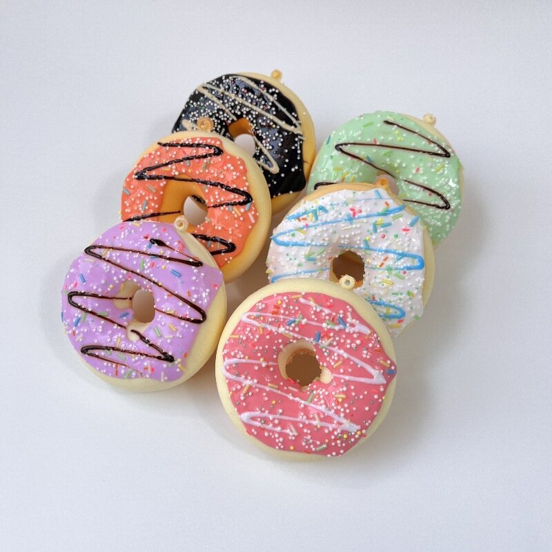 Squishy медленный отскок PU моделирование 8cm пончик хлеб распаковать игрушку подвеска зажим реквизит Цвет случайный