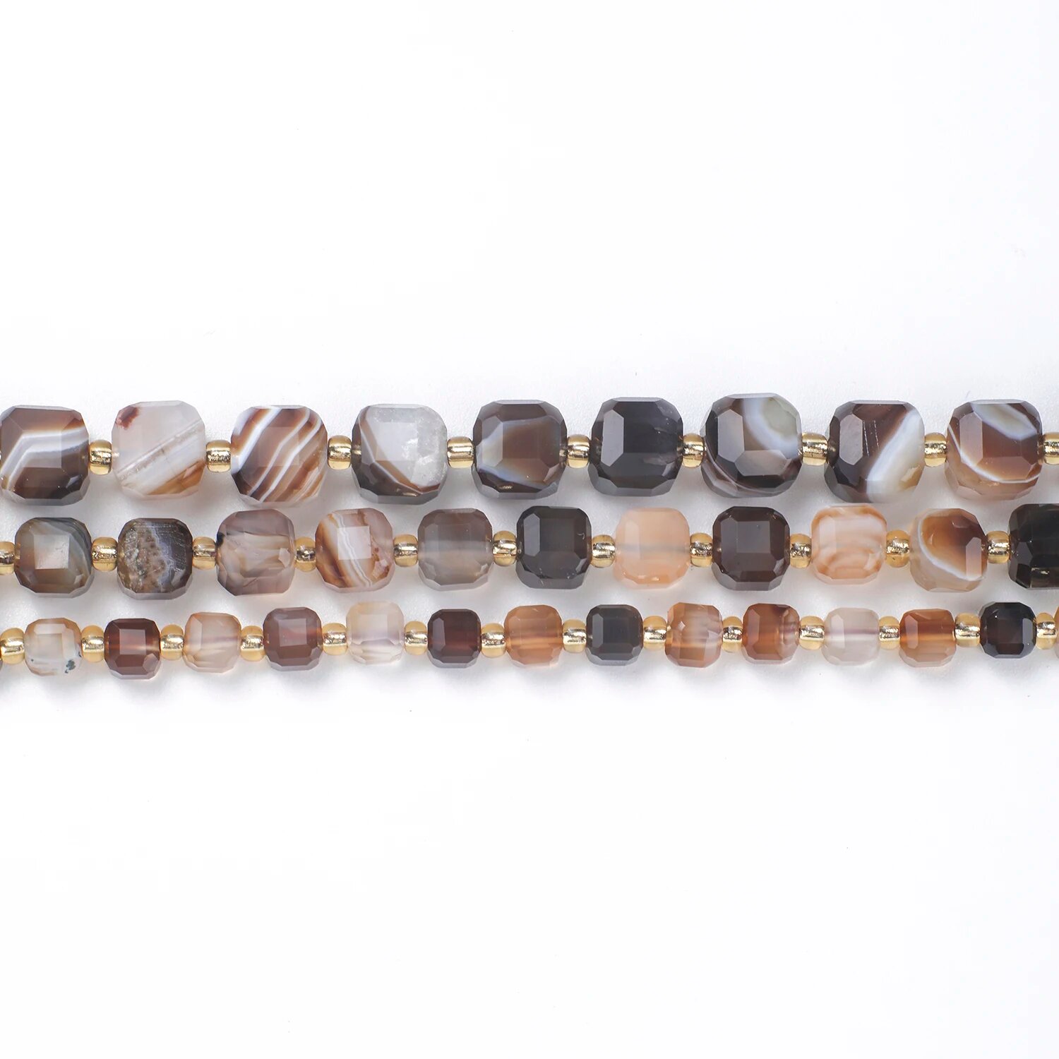 Бусины из камня Coffee stripe agate, 7.3mm, 43шт