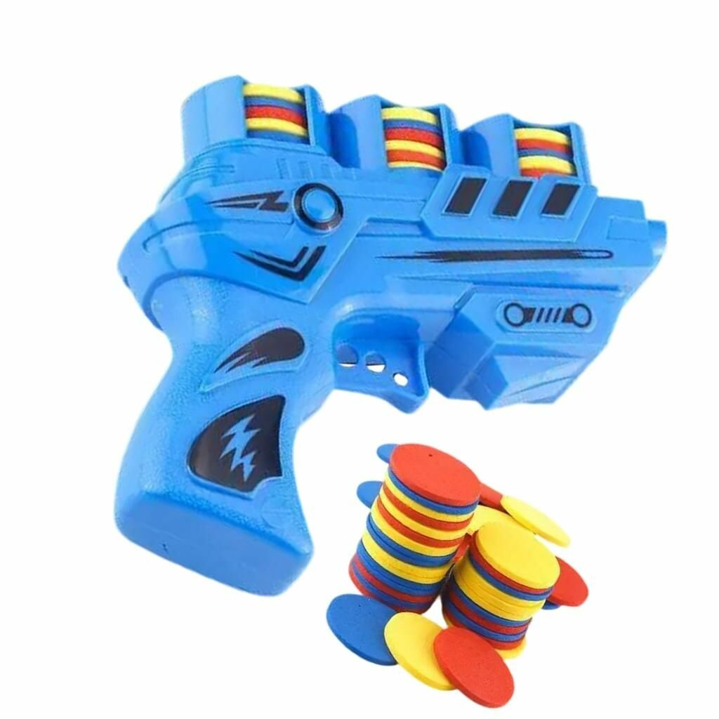 Яркий игрушечный пистолет для запуска дисков с 25 штуками для детей и подростков на день рождения, Синий