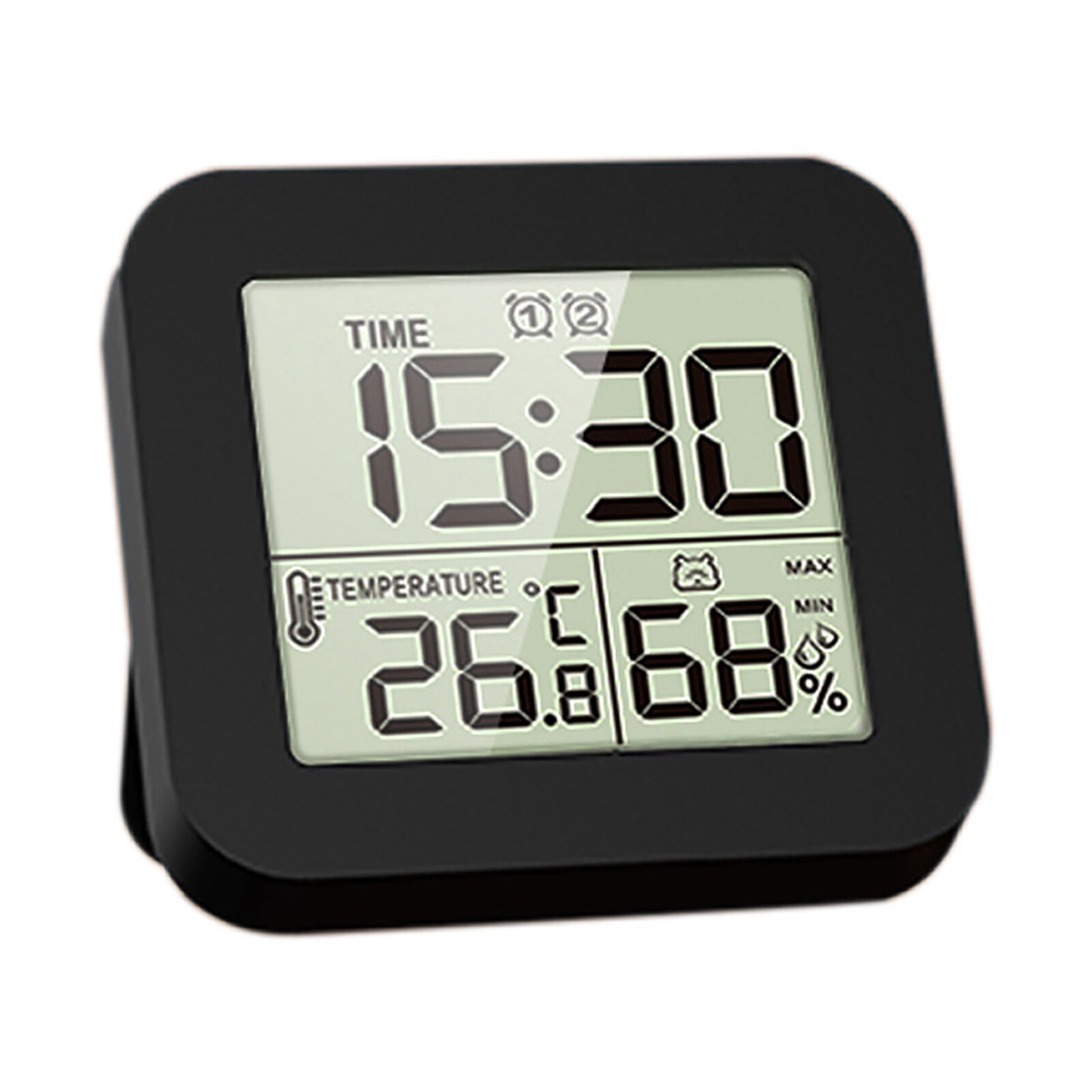 LCD Digital Display Hygrothermograph Humidity Meter Temprature Multifunctional Clock Timer Recyclable Timing Two Sets of Alarms