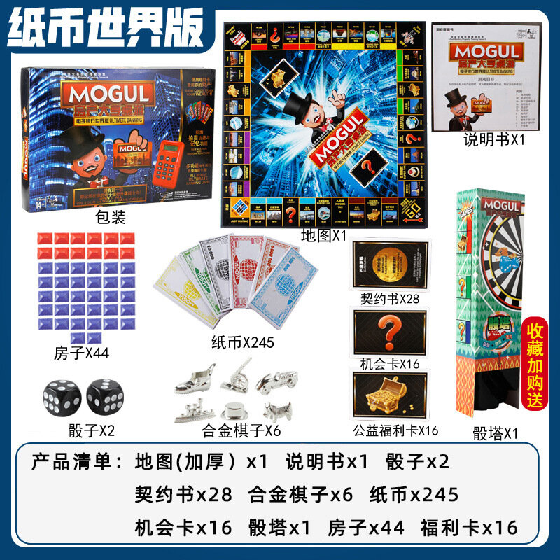 Монополия Супер Делюкс Эдишн Китайский Мировой Тур Полный Набор Электронная Игра с Банковскими Картами Настольная Игра