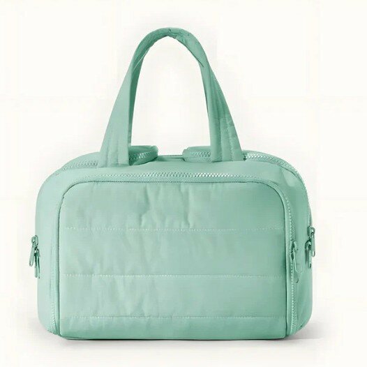 Двойная широкая сумка для макияжа с четырьмя отделениями, большая вместимость, пушистая, дорожная портативная сумка для туалетных принадлежностей, многофункциональная сумка для деловых поездок с разделителями