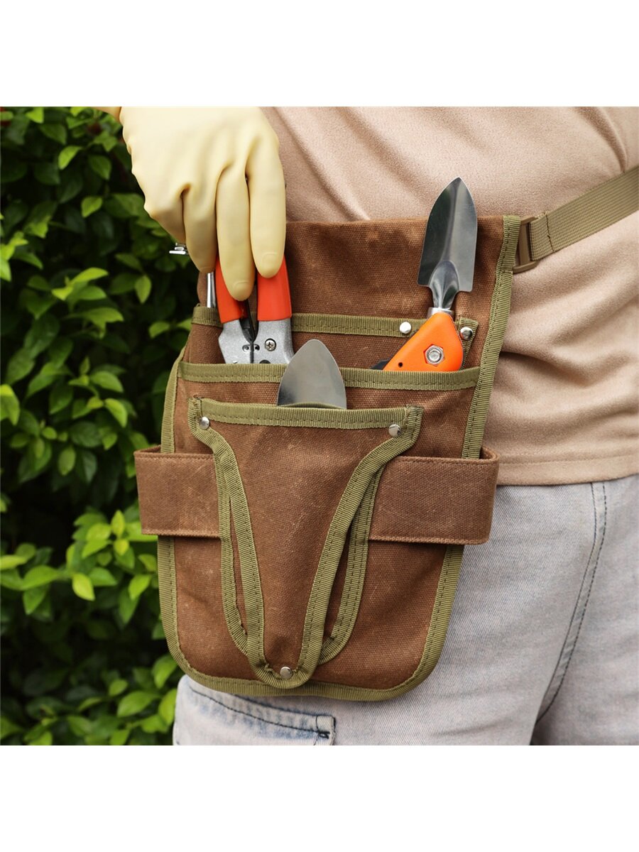 Поясная сумка для садовых инструментов, Холщовая поясная сумка для инструментов с несколькими карманами, водонепроницаемая