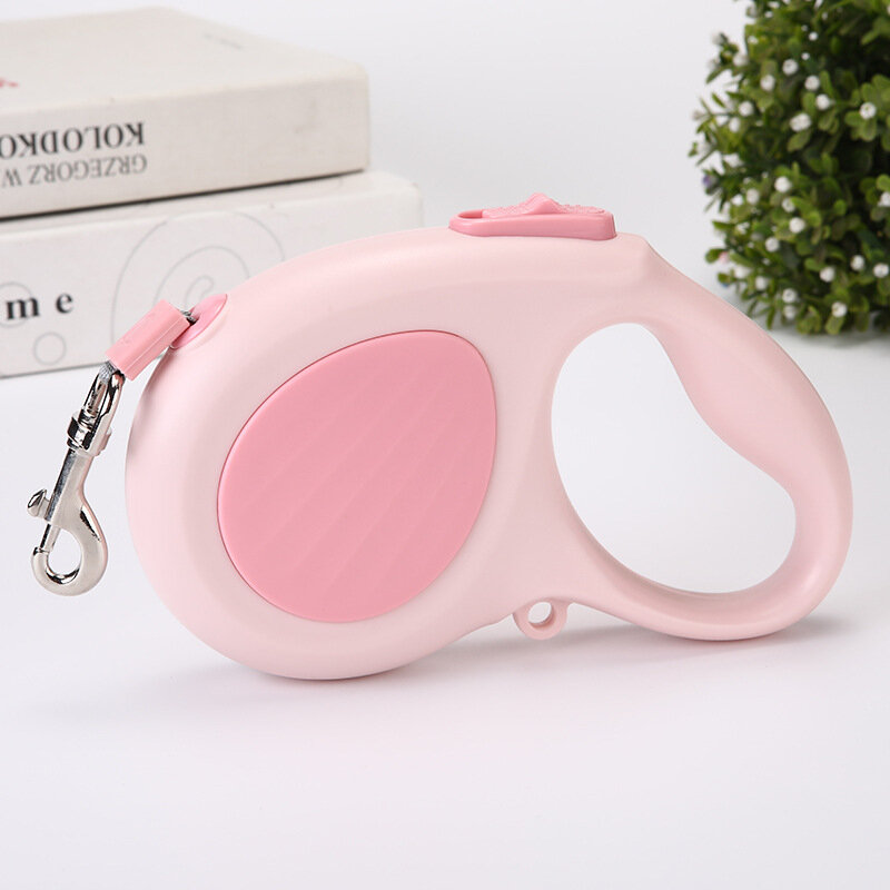 Автоматический поводок для собак розового цвета, длина 5 метров, подходит для длительных уличных прогулок и контроля