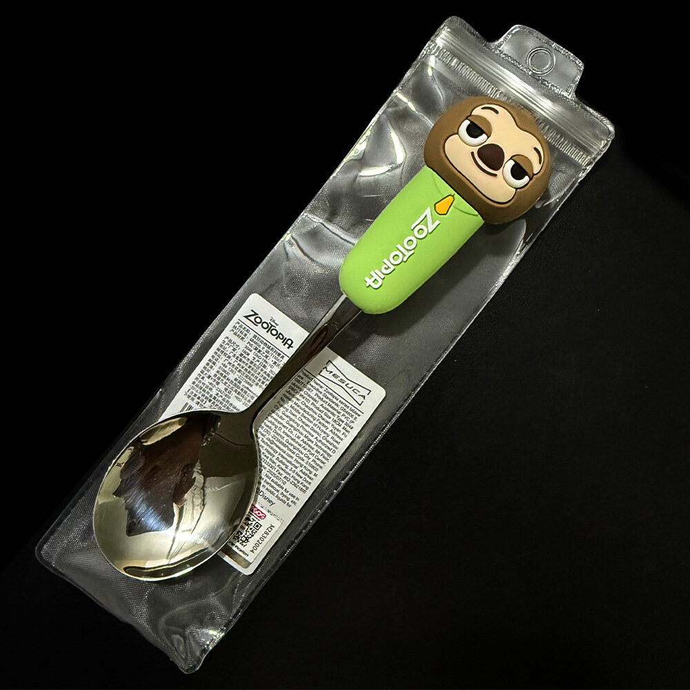 Силиконовая голова ложки и вилки Disney Winnie, нержавеющая сталь, детская ложка и вилка, фруктовая вилка, новая продукция, оптовая продажа ложек