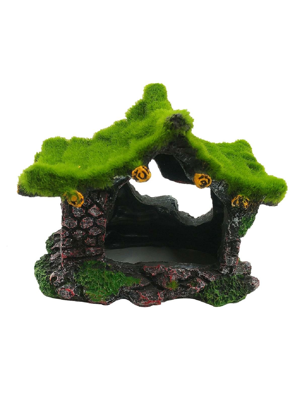 Укрытие для аквариума, хижина из флокированного мха