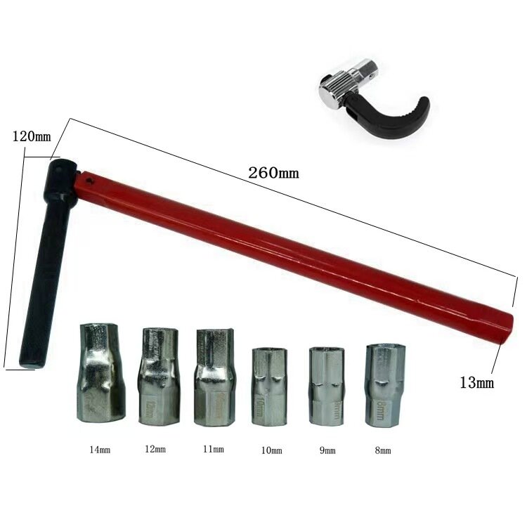 Торцевой ключ для смесителей в наборе с 6 сквозными насадками (8-14мм) и "вороньим когтем" для больших диаметров