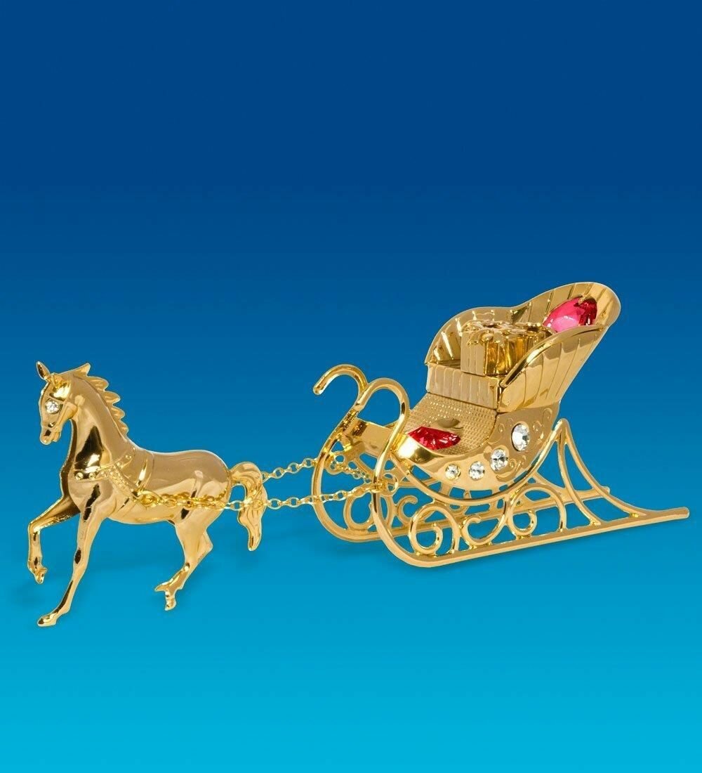 Фигурка Новогодняя упряжка с цв. кр. A2018267 Crystal Temptations, Металл, кристалл