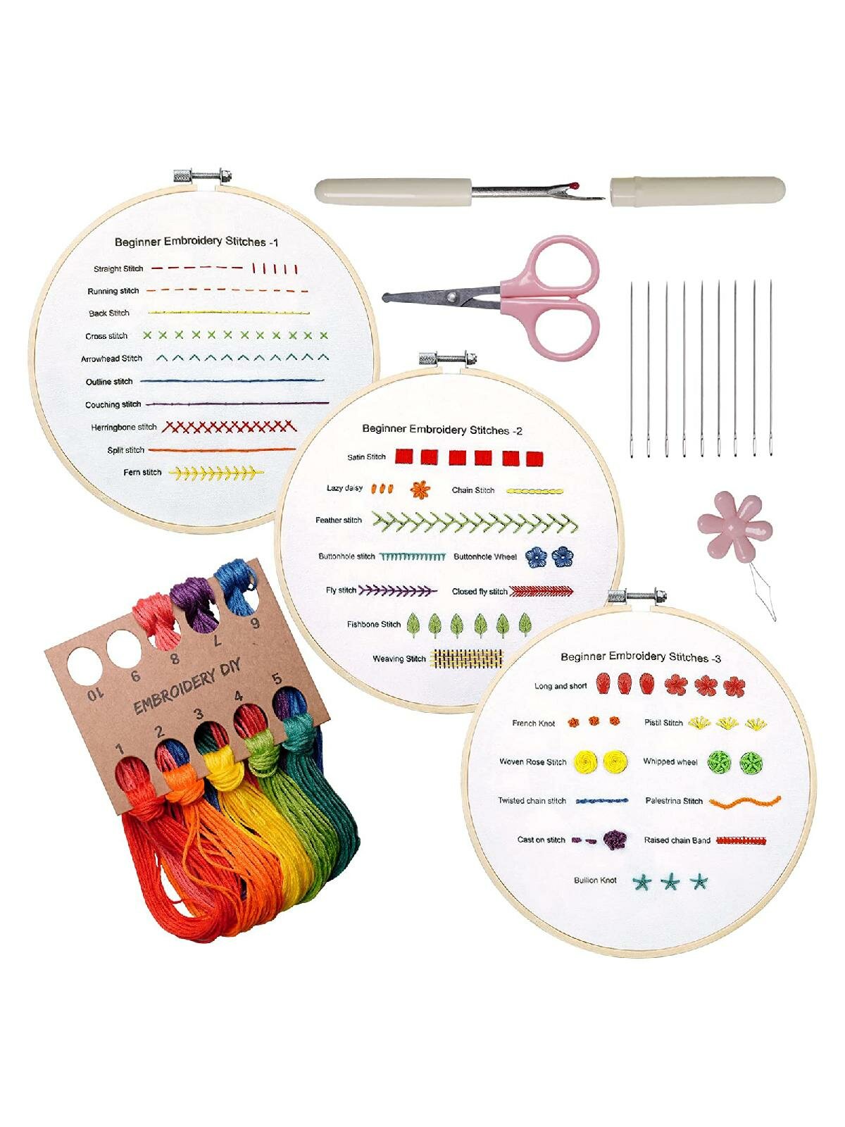 Набор для Практики Вышивания Стежком Для начинающих Бамбуковый Пяльца Для Вышивания Набор для Рыхления Швов для Любителей Рукоделия Ручной Стежок Техника Вышивания