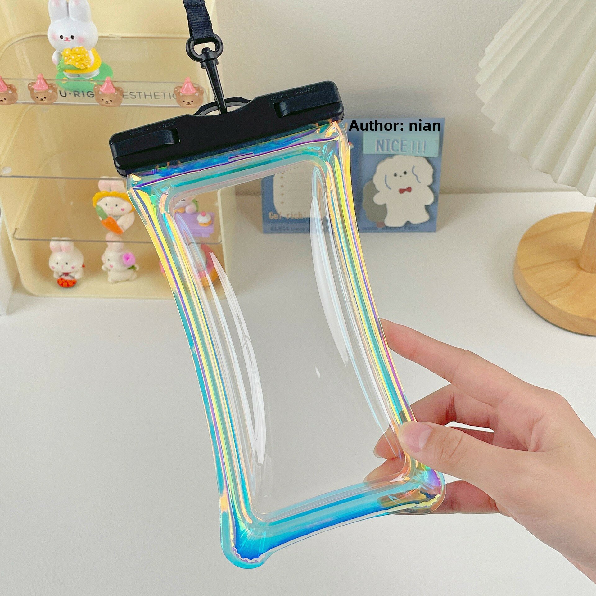 Laser Waterproof Bag Mobile Phone Diving Cover Swimming Rafting Sealed Transparent Mobile Phone Waterproof Bag Black Free size