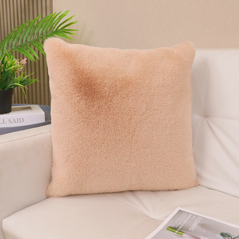 Подушка из кроличьего меха, квадратная подушка, декор для гостиной, мягкая подушка для дивана, подушка для окна, мягкий декор, подушка для спинки кровати, съемная и стираемая