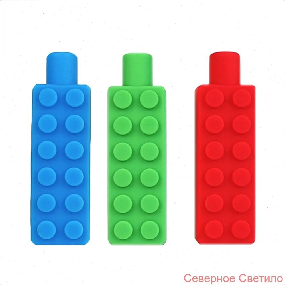 Колпачок-ручка с антистрессом, Красный + синий + зеленый