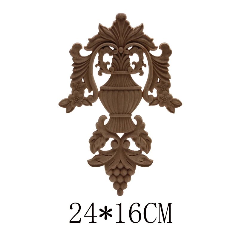 Деревянные фигурки накладка деревянная аппликация деревянная Декаль Декор античный Европейский длинный большой цветочный деревянный шкаф стены Европейский C229-2