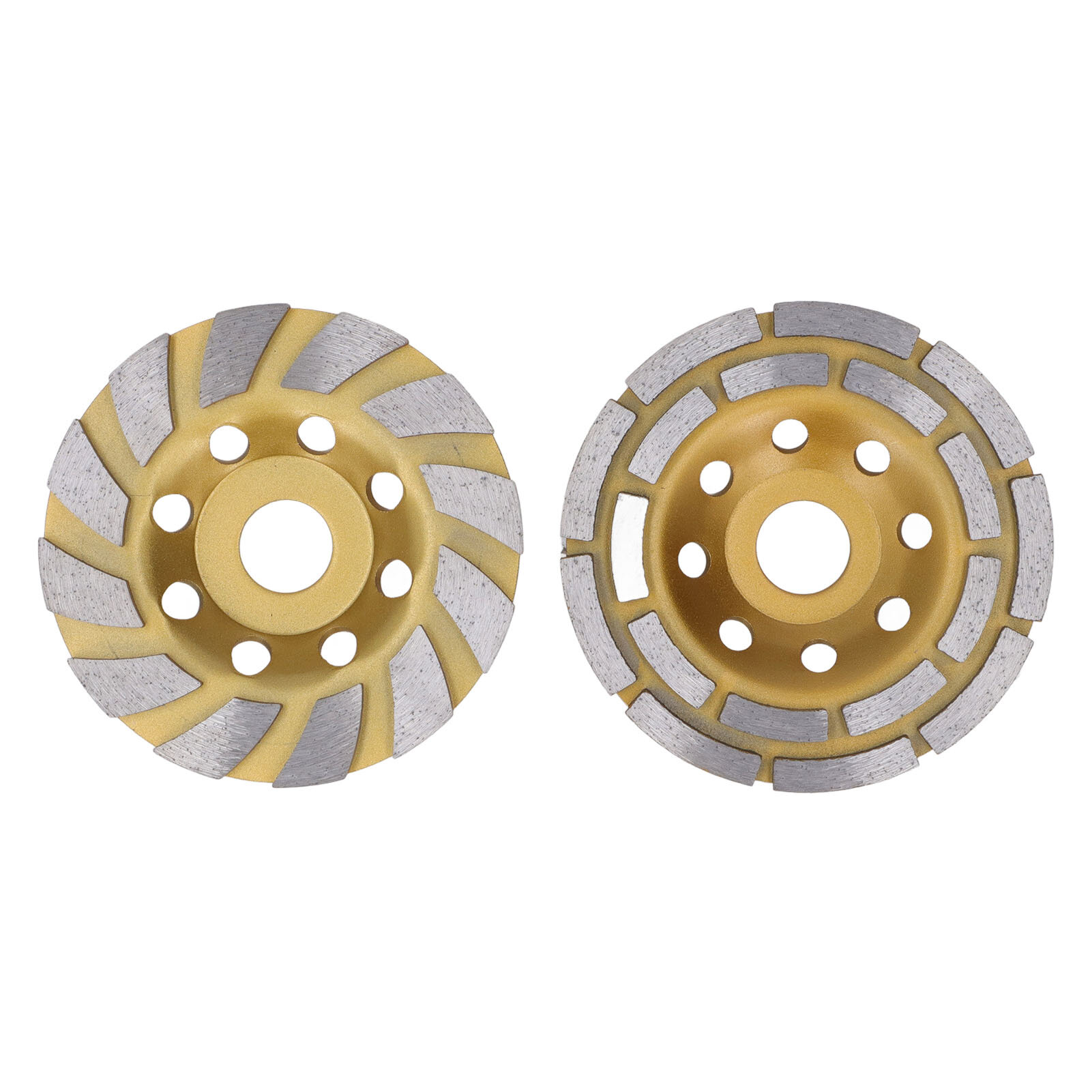 Комплект алмазных шлифовальных кругов 4,5 дюйма, двухрядный турбосегментный чашечный диск для бетона и камня, без шайбы