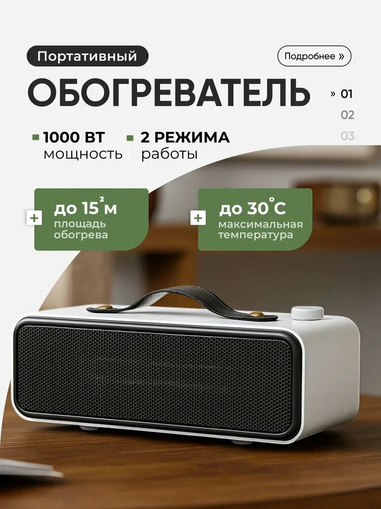 Обогреватель для дома электрический, тепловентилятор настольный, 1000W