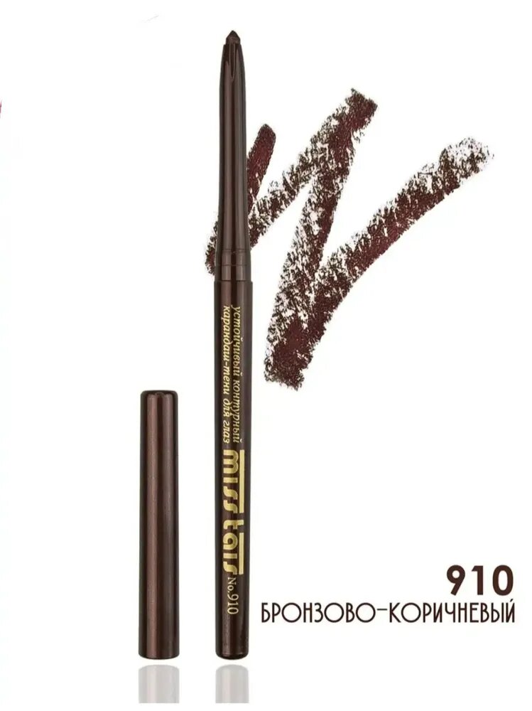 Автоматический карандаш-тени для век № 910 тон "Бронзово-коричневый" Miss Tais/ Карандаш-тени для век выкручивающийся гипоаллергенный водостойкий контурный косметический стойкий