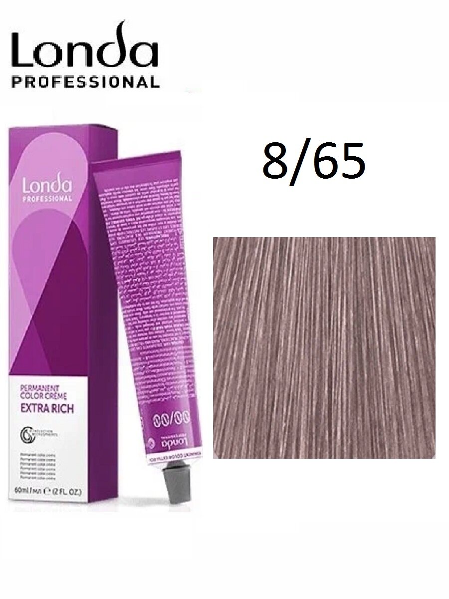 Londa Professional 8/65 Стойкая крем-краска Londacolor Creme Extra Rich, светлый блонд холодный розовый, 60 мл