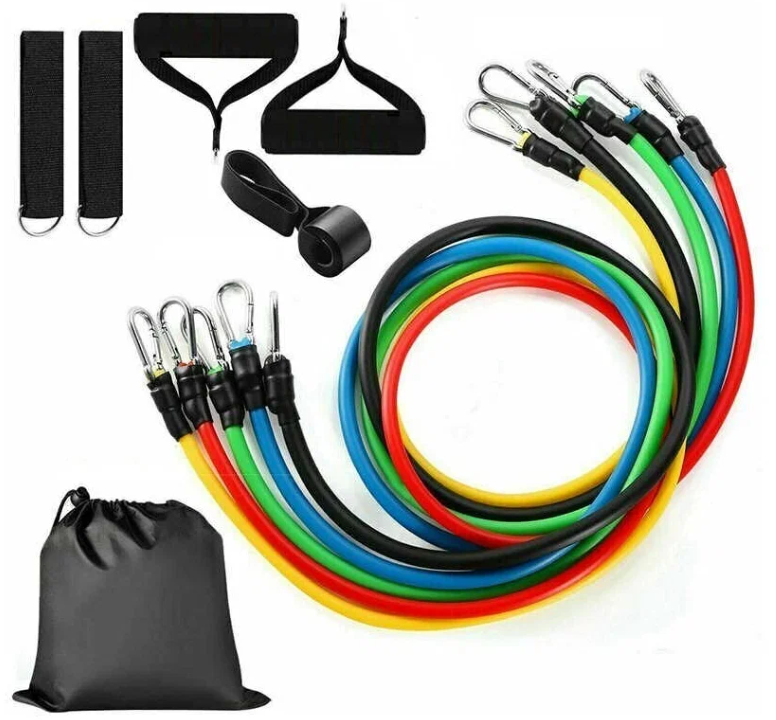 Набор эспандеров, для фитнеса, 5 уровней нагрузки, 10 цветов, сумка для хранения