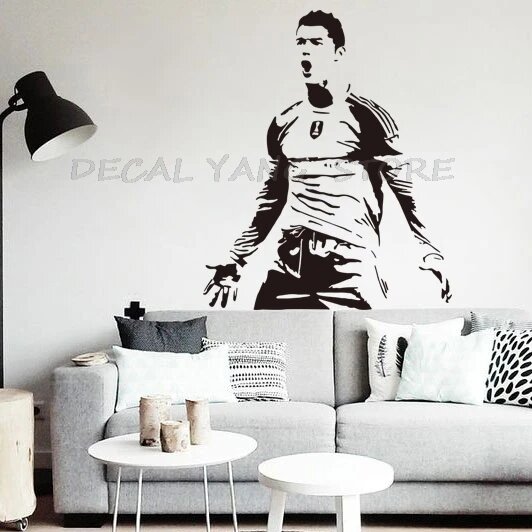 Настенные наклейки ПВХ с изображением Криштиану Роналду 100x120cm, черный
