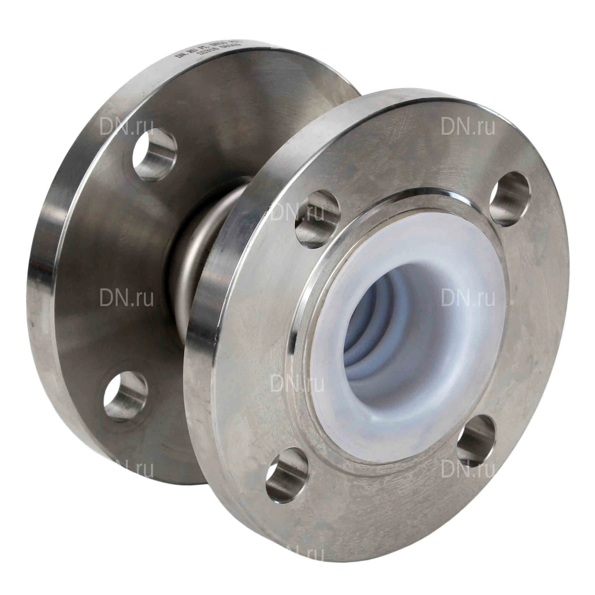 Компенсатор сильфонный осевой DN.ru CSA-1 Ду50 Ру16 фланцевый, сильфон - нержавеющая сталь SS316, уплотнение - PTFE, футерованный, осевой ход 30мм